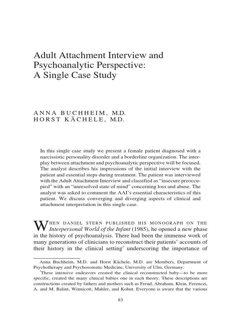 Adult Attachement Interview | PDF | Attachment Theory | Borderline Personality Disorder