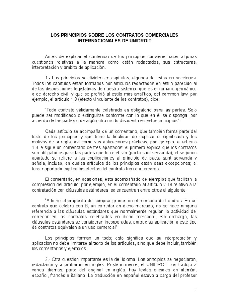 Los Principios Sobre Los Contratos de UNIDROIT | PDF | Juez | Ley ...