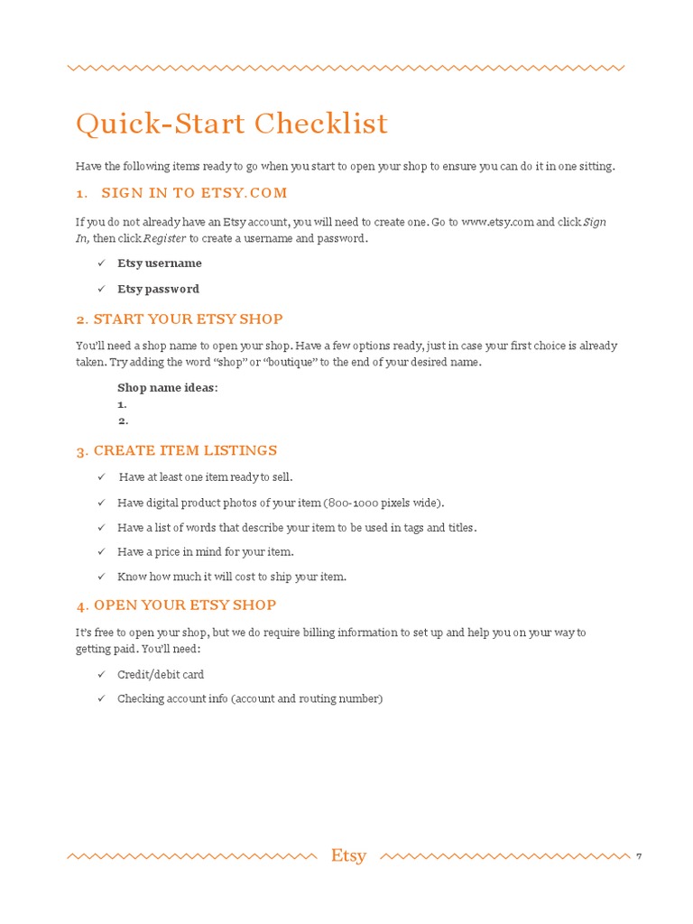 Quick Start Checklist | PDF