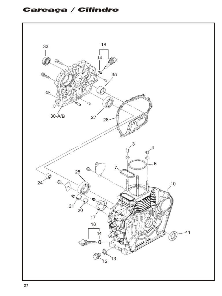 Exploded Diagram and Part List for Diesel Engine Block, Cylinder Head ...