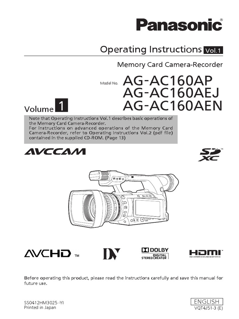 Manual Utilizare Panasonic AG AC160 | PDF | Ac Power Plugs And Sockets ...