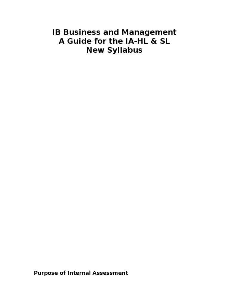 IB Business Management IA Guide 2025 | PDF