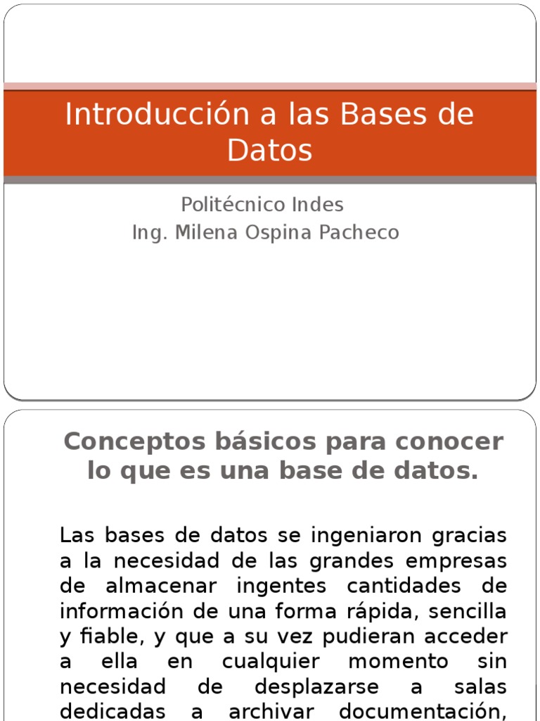 Introducción a las Bases de Datos.pptx | Bases de datos | Tecnologías de la información
