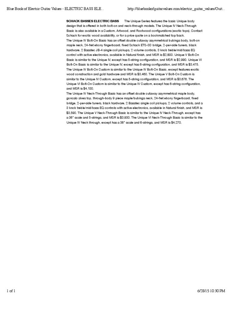 Blue Book of Electric Guitar Values - Electric Bass Electric Bass | PDF ...