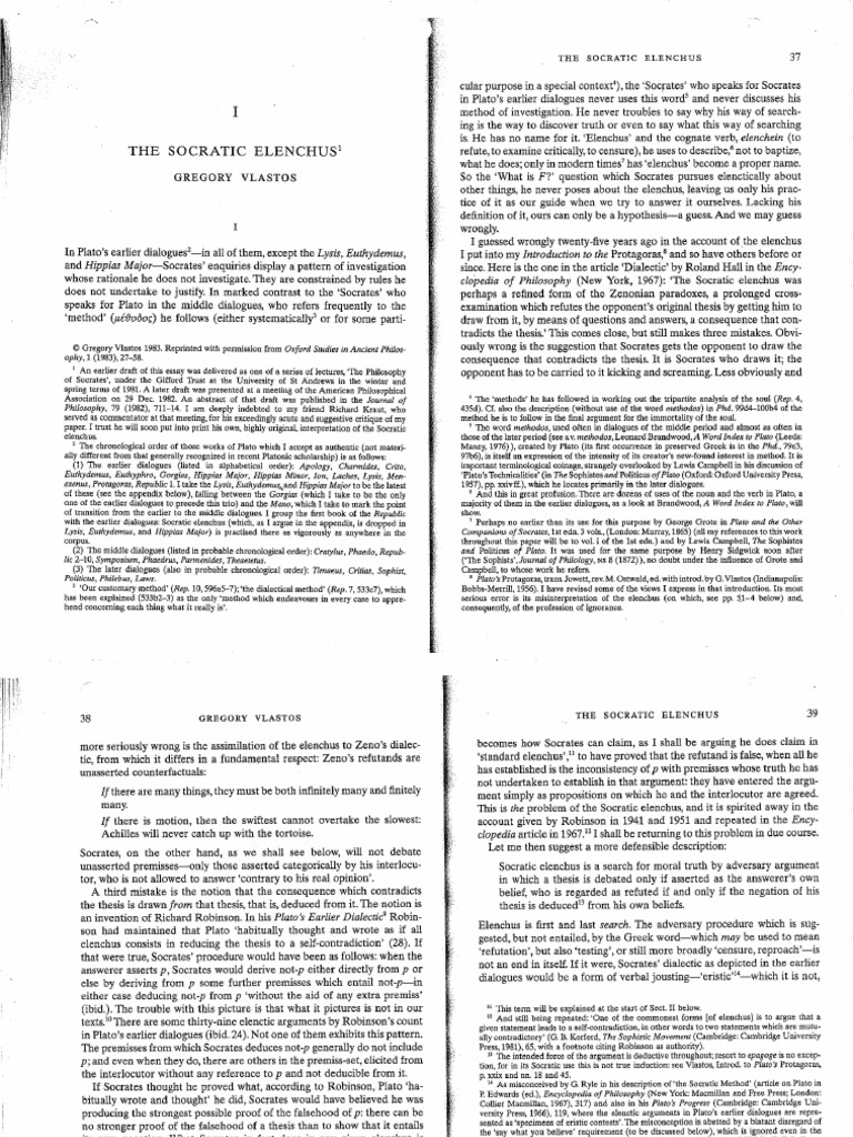 Vlastos-Elenchus.pdf | Socrates | Plato