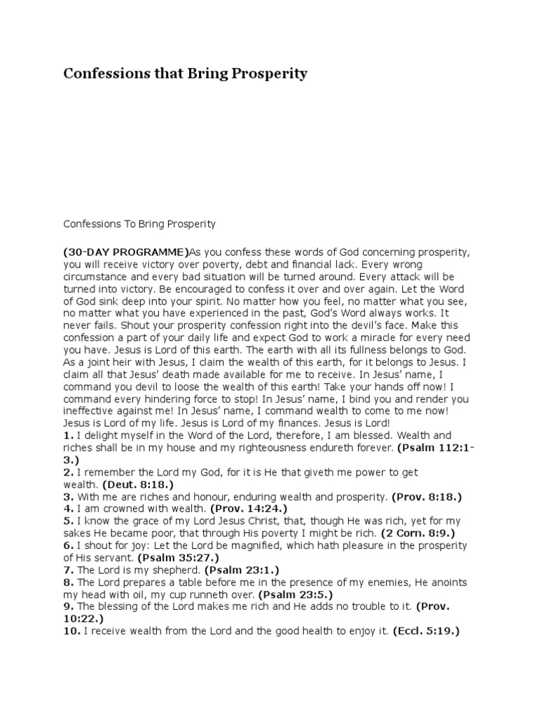 Confessions That Bring Prosperity | PDF | Jesus | Prayer