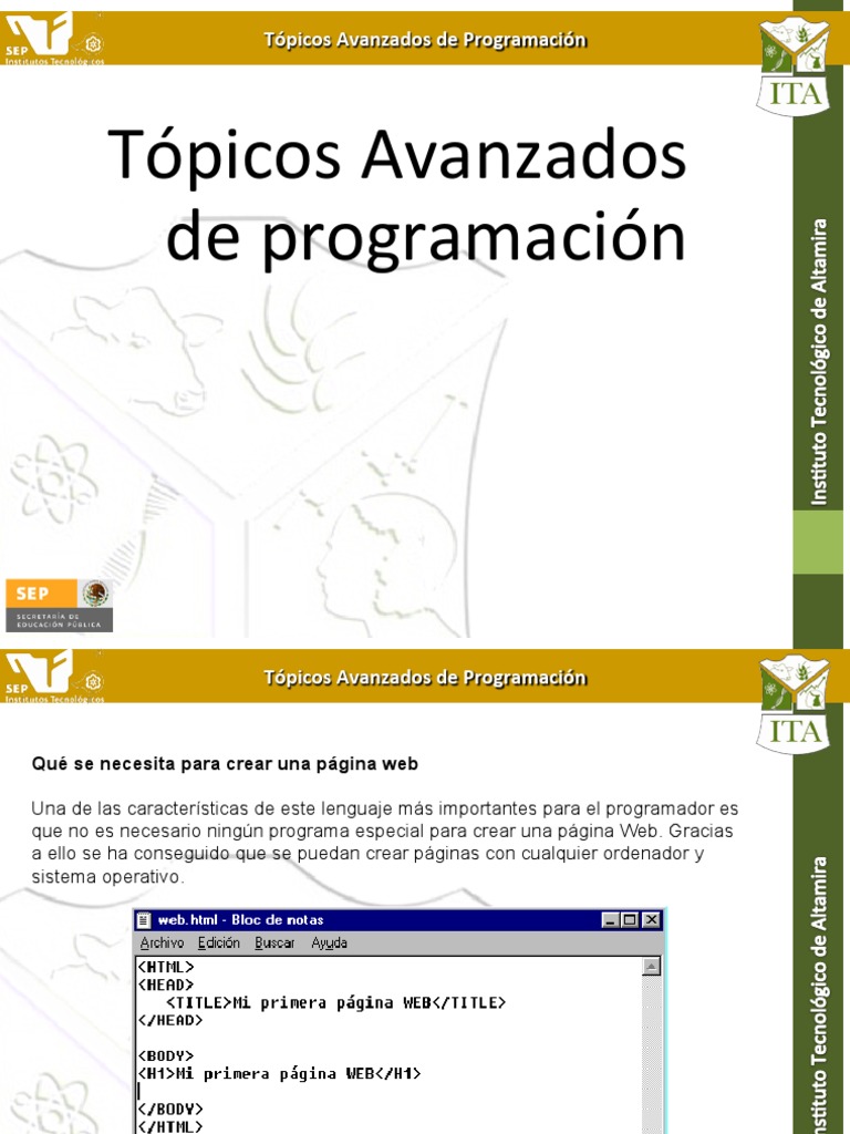 Topicos Avanzados de Programacion Unidad 1 | PDF | Script Java | HTML