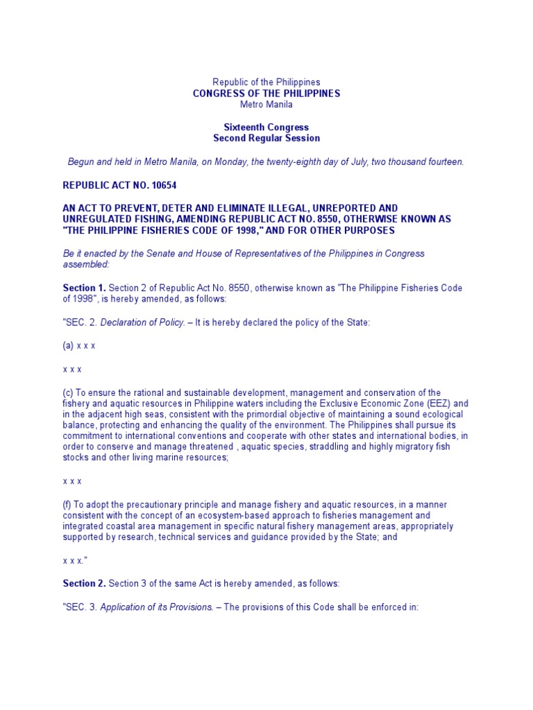 RA-10654-AMENDMENT-TO-RA-8550-1 | Fine (Penalty) | Oceanography | Free ...