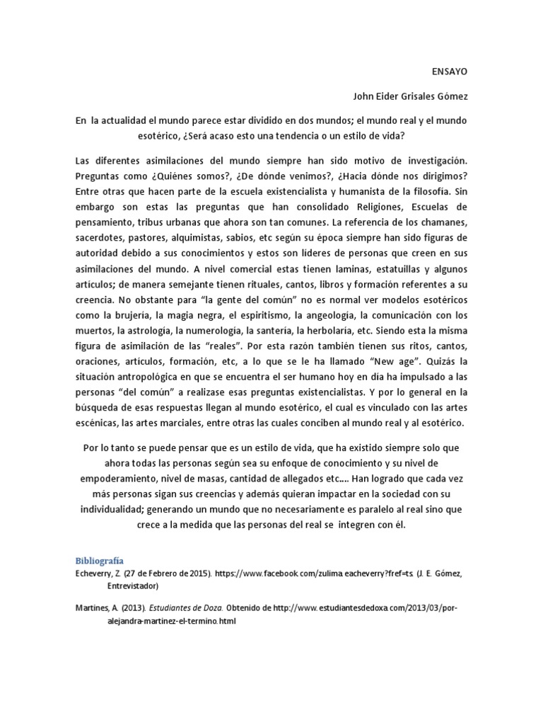 Ensayo Mundo Esoterico | PDF | Esoterismo occidental | Antropología