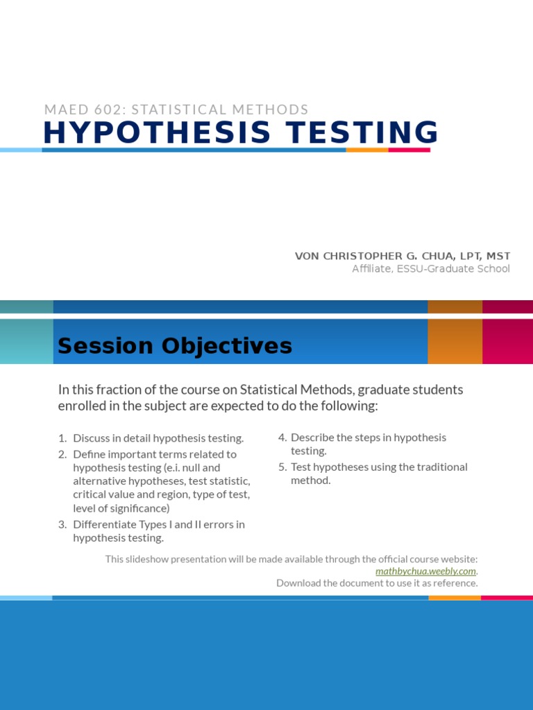 Hypothesis Testing Statistical Hypothesis Testing Null Hypothesis