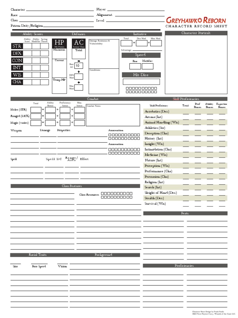 GHR D&D Fillable DDN Character Sheet | PDF | Role Playing Games | Gaming