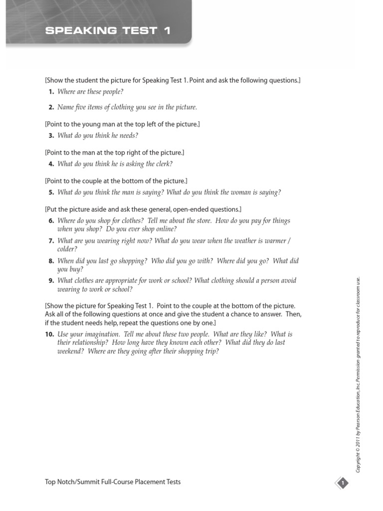 Speaking Test 1 | PDF | Cognition | Communication