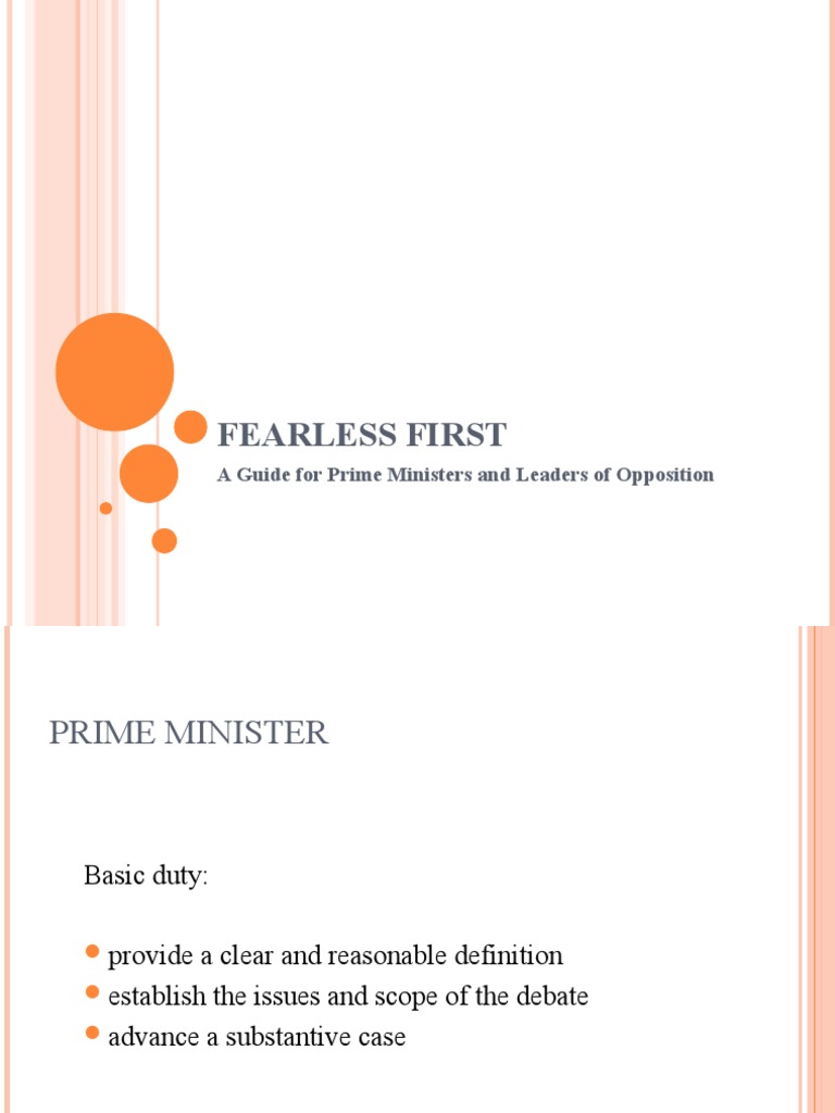 Fearless First: A Guide For Prime Ministers and Leaders of Opposition | PDF