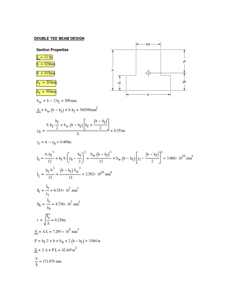 Mathcad - Inverted T Beam Prestressed 2 | PDF