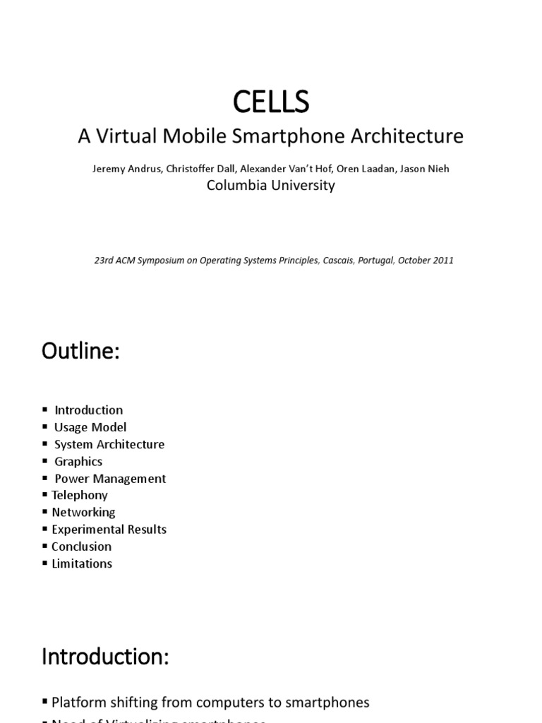A Virtual Mobile Smartphone Architecture | PDF | Device Driver ...