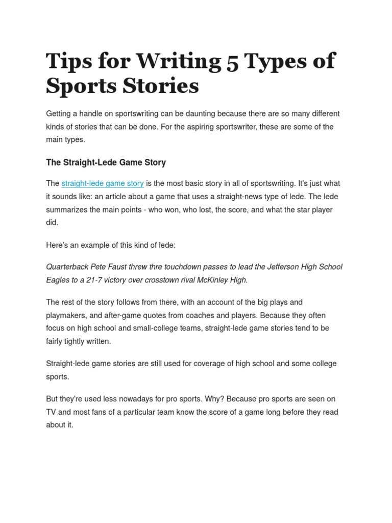 Types of Sports Stories Explained | PDF | Philadelphia Eagles ...
