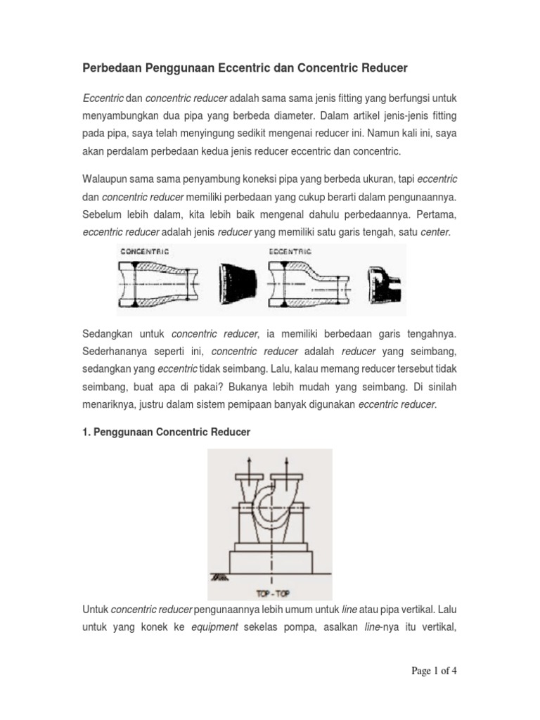 Perbedaan Penggunaan Eccentric Dan Concentric Reducer | PDF
