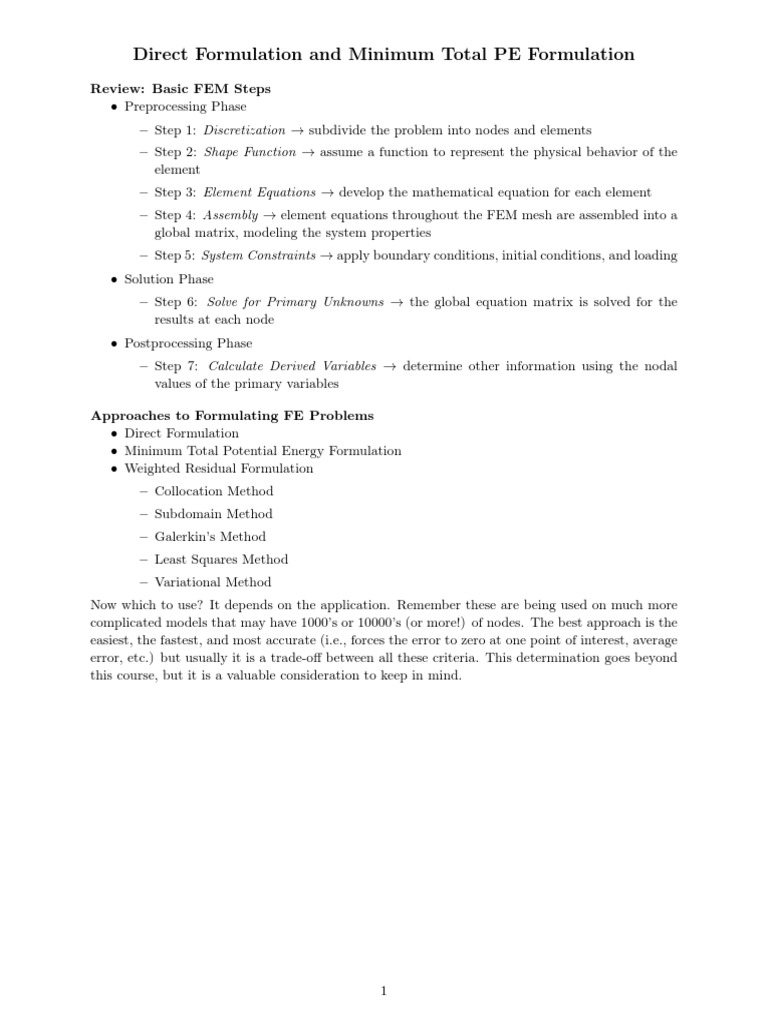 Total Potential Energy in FEM Analysis | PDF | Finite Element Method ...