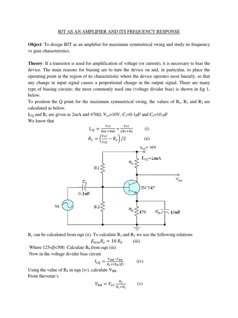 Bjt as an Amplifier and Its Frequency Response (1) | Amplifier ...
