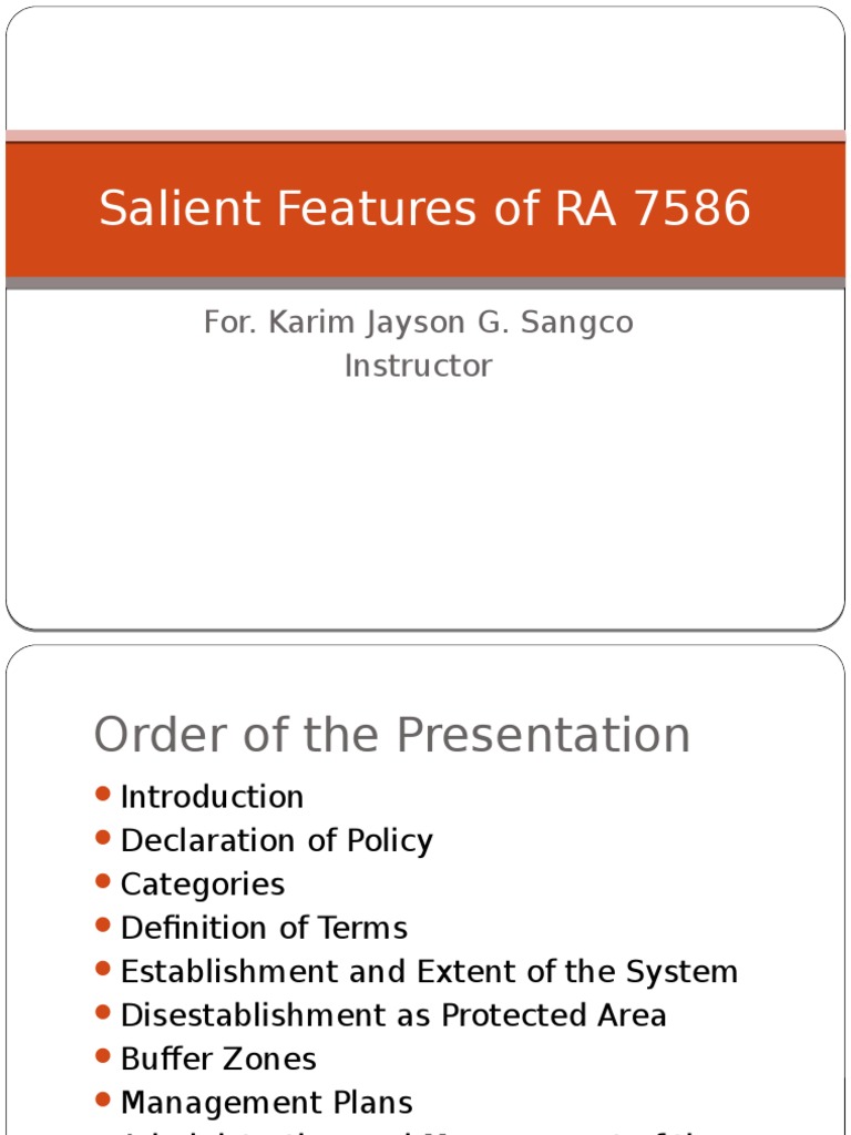 Salient Features of RA 7586 | Protected Area | Biodiversity