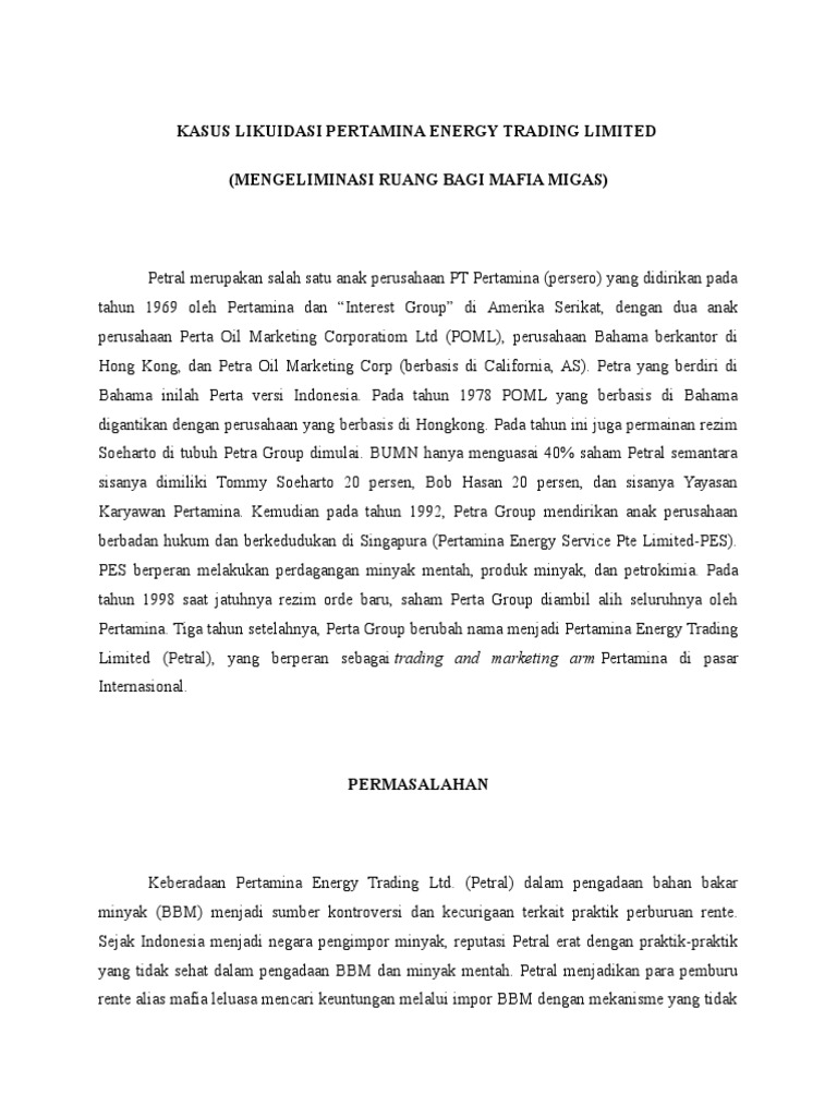 Kasus Pertamina Energy Trading Limited | PDF