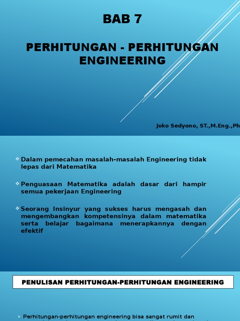 Bab 7 Perhitungan-Perhitungan Engineering | PDF