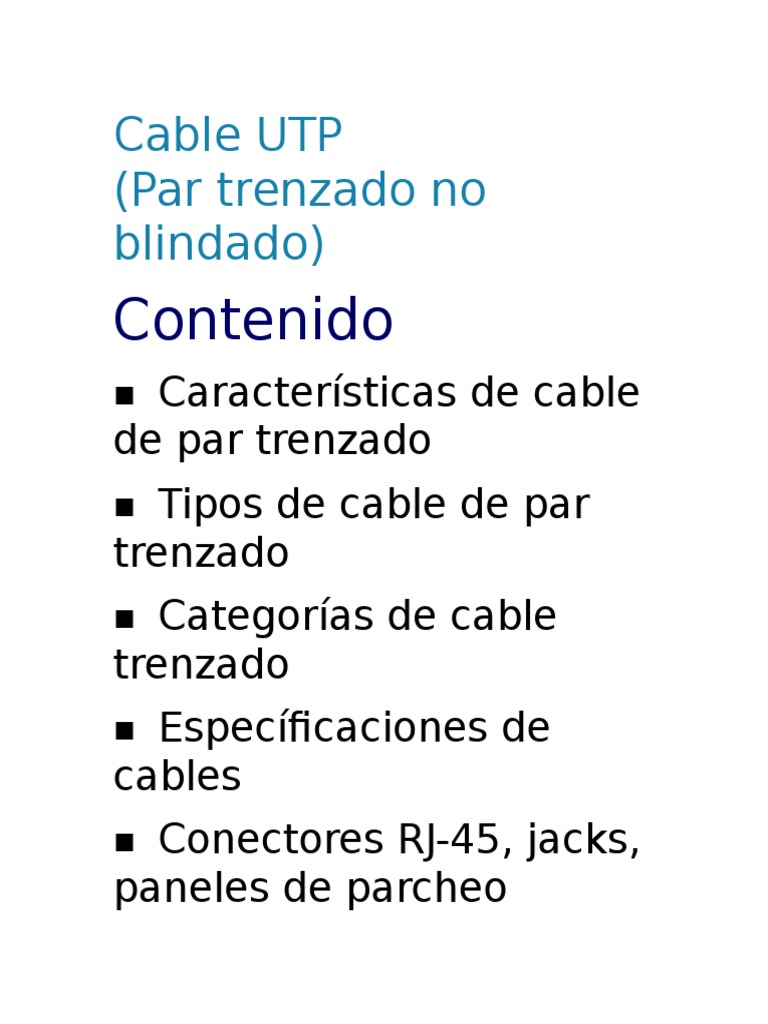 Características del Cable UTP | PDF | Ingeniería en telecomunicaciones ...