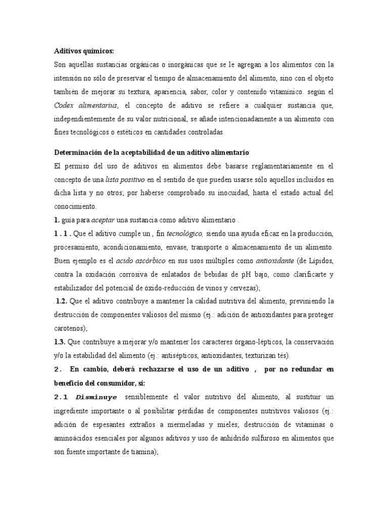 Aditivos Quimicos | PDF | Sabor | Alimentos