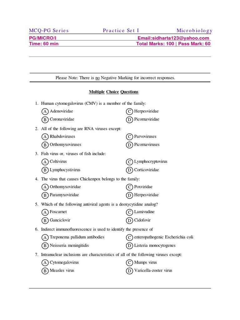 Microbiology Practice Exam Set I | PDF | Virus | Antibody