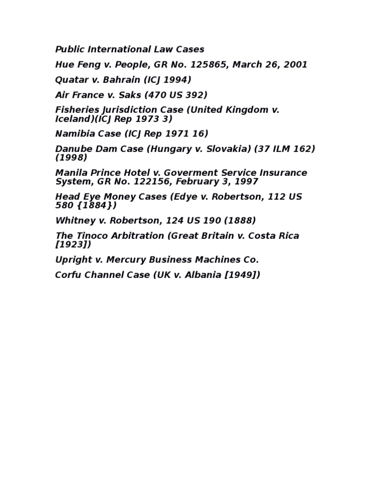 Public International Law Cases | Download Free PDF | Foreign Policy ...