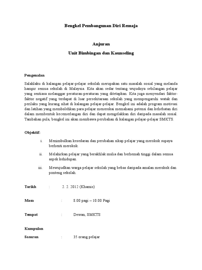 Bengkel Pembangunan Diri Remaja | PDF