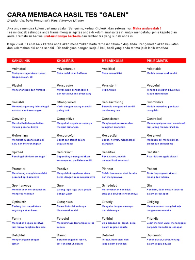 Tes Kepribadian Personality Plus | PDF