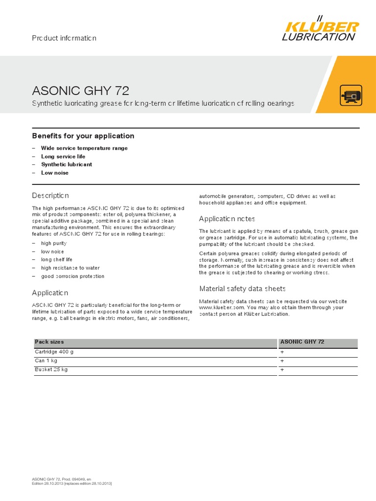 Asonic Ghy 72 | PDF | Bearing (Mechanical) | Lubricant