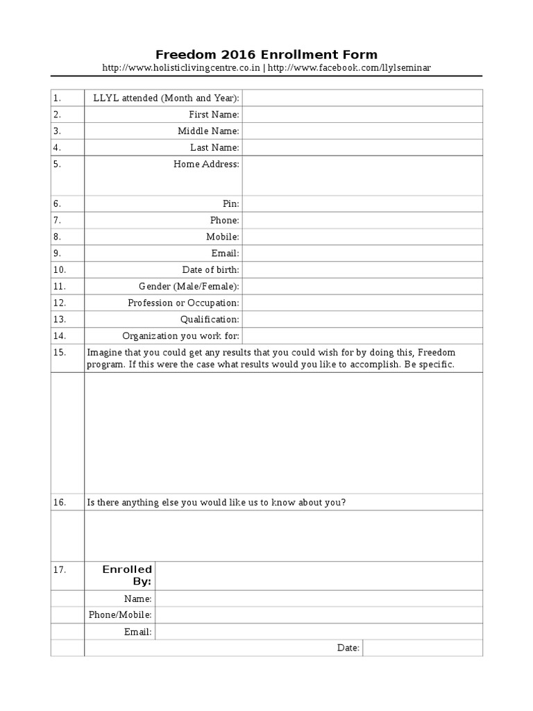 Freedom Enrollment Form | PDF