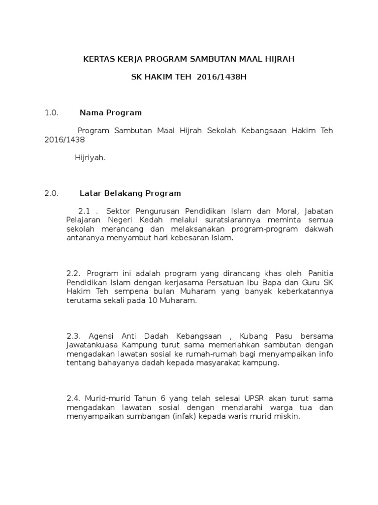 Kertas Kerja Maal Hijrah | PDF