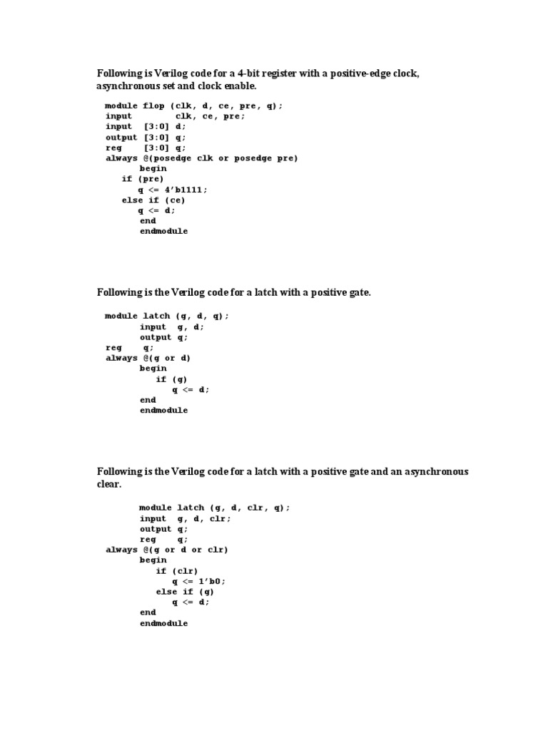 Verilog Codes | Download Free PDF | Electrical Engineering | Electronic ...