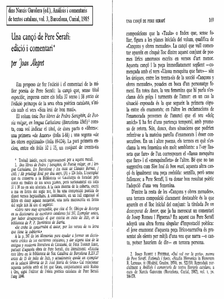 Una Cançó de Pere Serafí | PDF