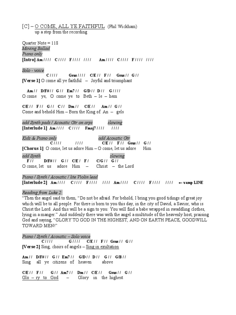 O Come All Ye Faithful Chords | PDF | Entertainment (General) | Leisure