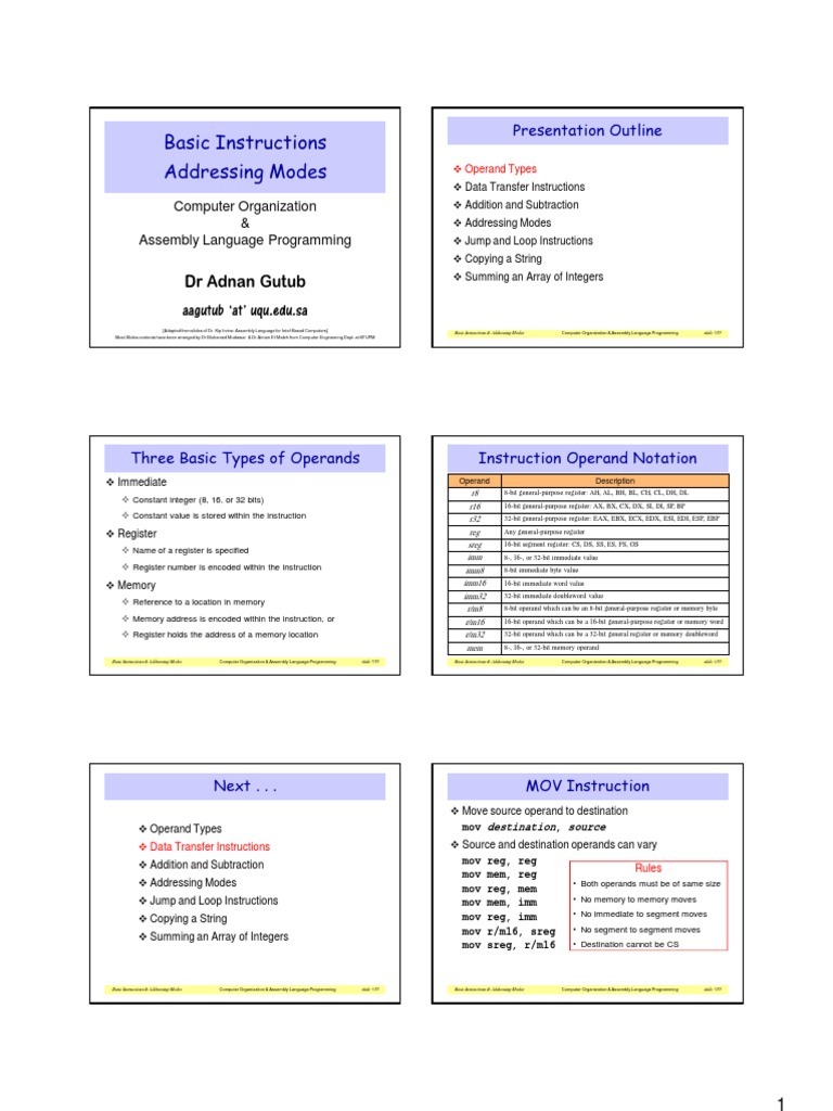 04 Instructionsandaddressing 6pdf Pdf Assembly Language Array Data 1027