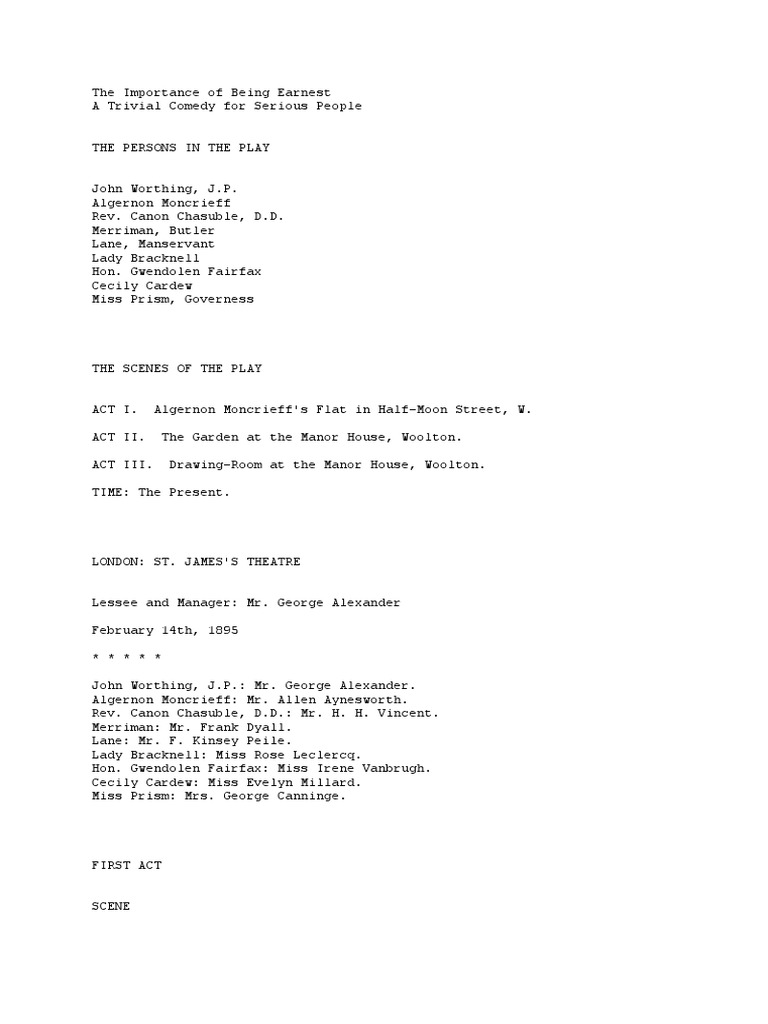 "The Importance of Being Earnest" | PDF | The Importance Of Being Earnest