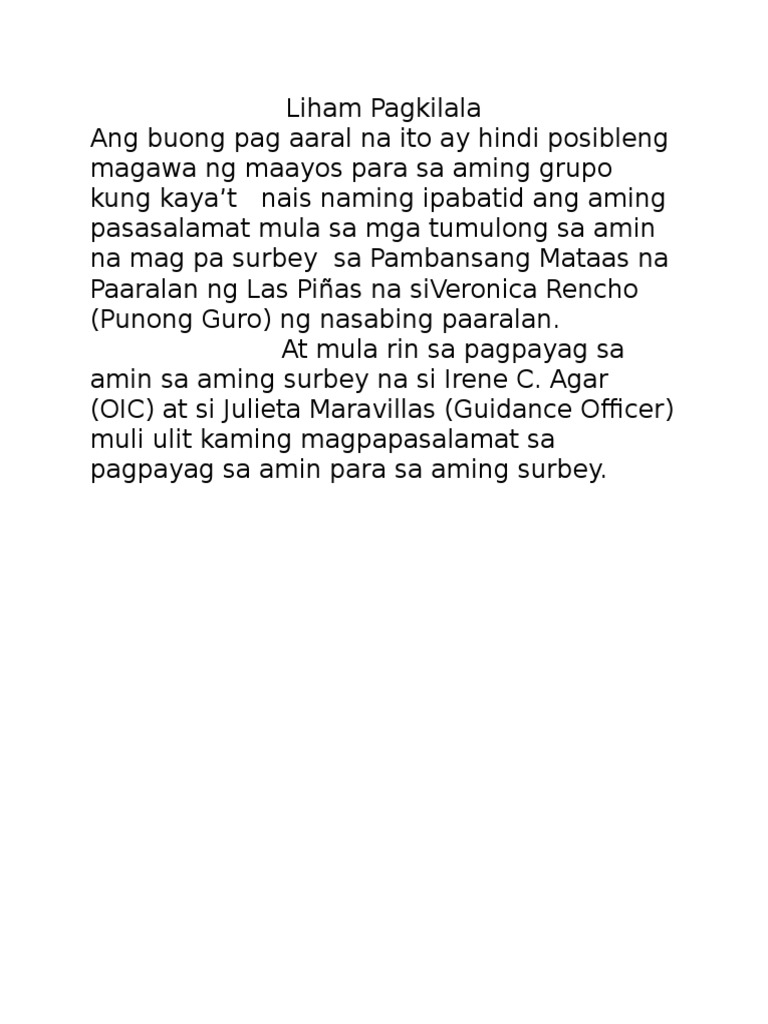 Liham Pagkilala | PDF