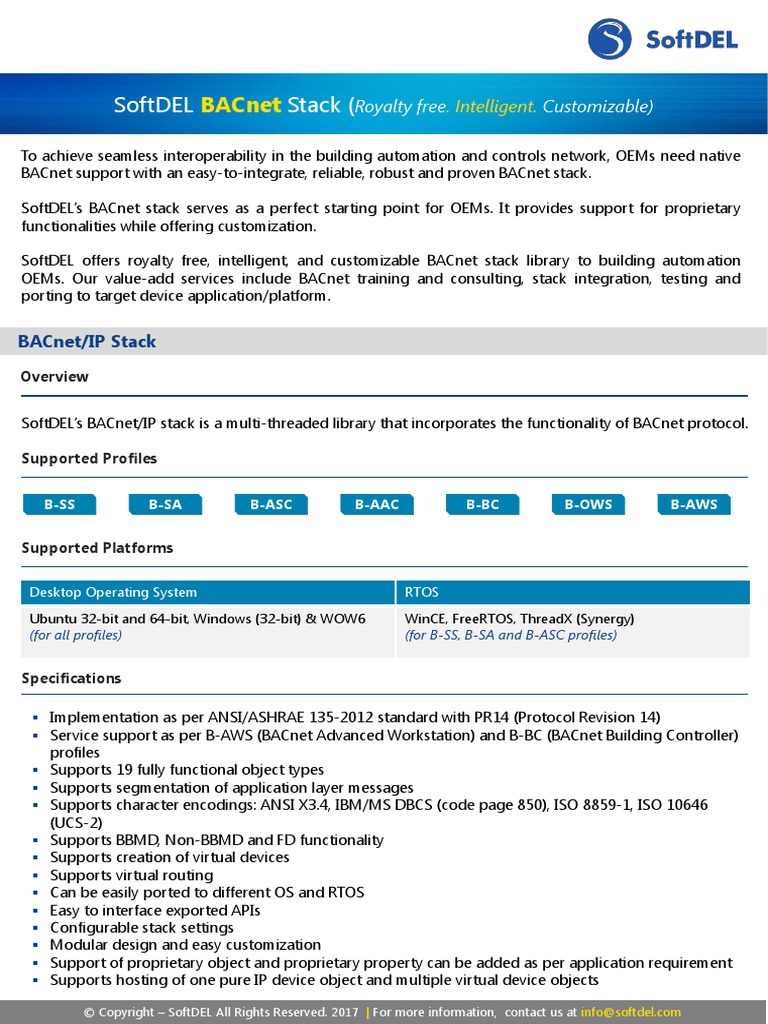 SoftDEL BACnet Stack | PDF | Operating System | Application Programming Interface