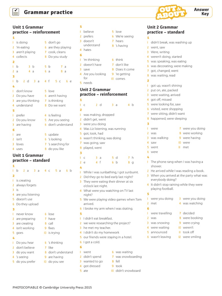 Grammar Practice Answer Key | PDF | Clothing | Crime Thriller