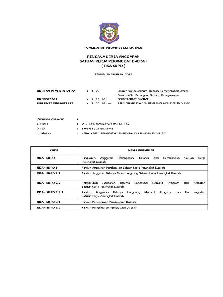 Rka SKPD | PDF | Pengelolaan Keuangan & Uang