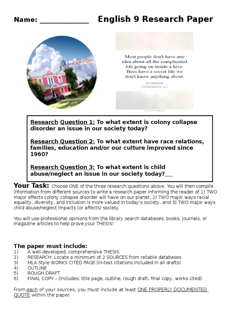 English 9 Research Paper Guidelines | PDF