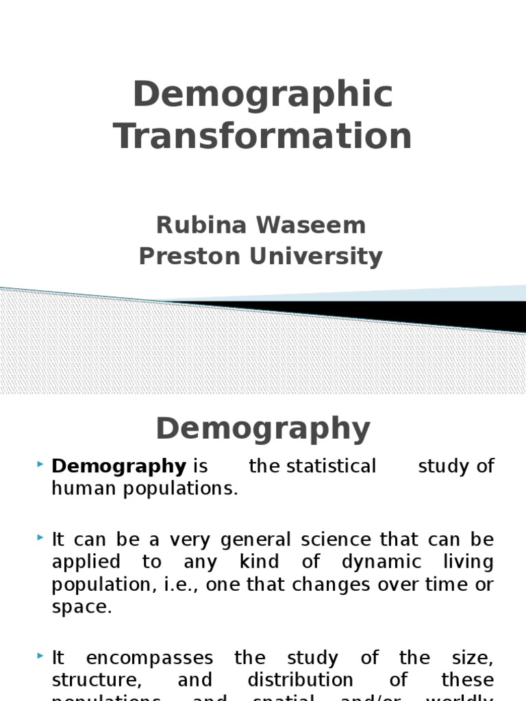 Demographic Transformation: Rubina Waseem Preston University | PDF ...