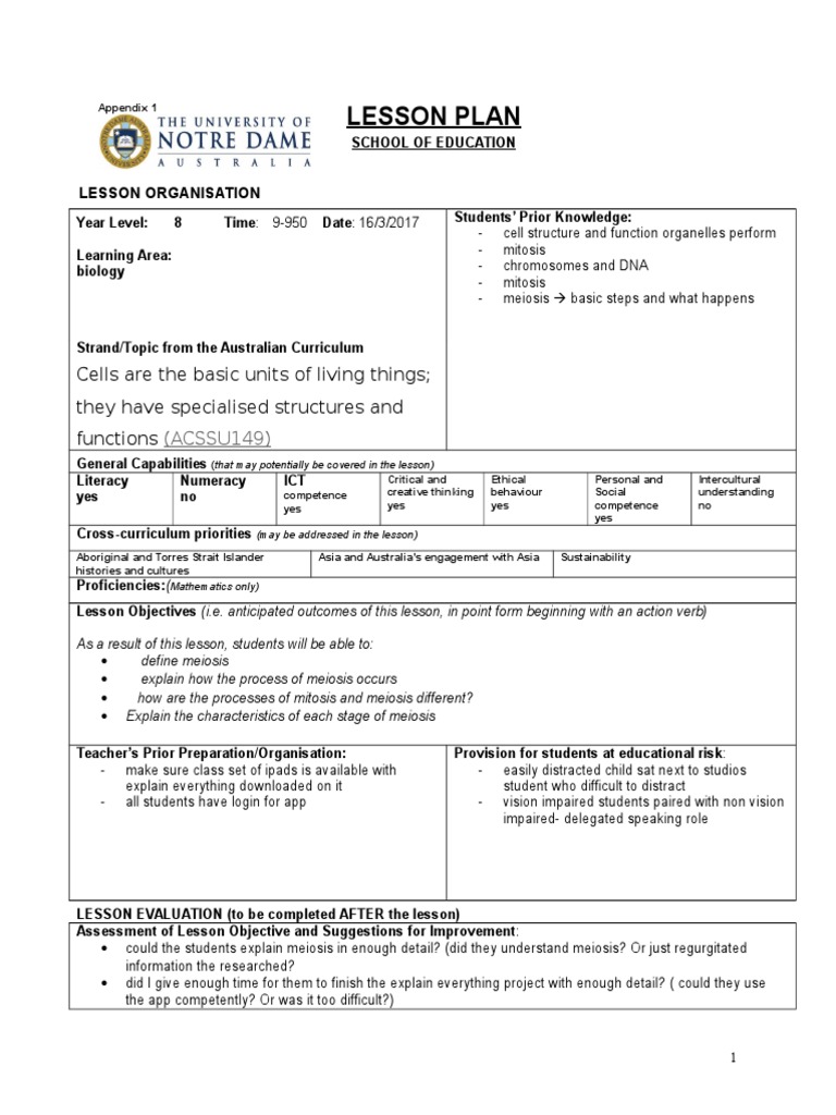 meiosis lesson plan | Meiosis | Educational Technology | Free 30-day ...
