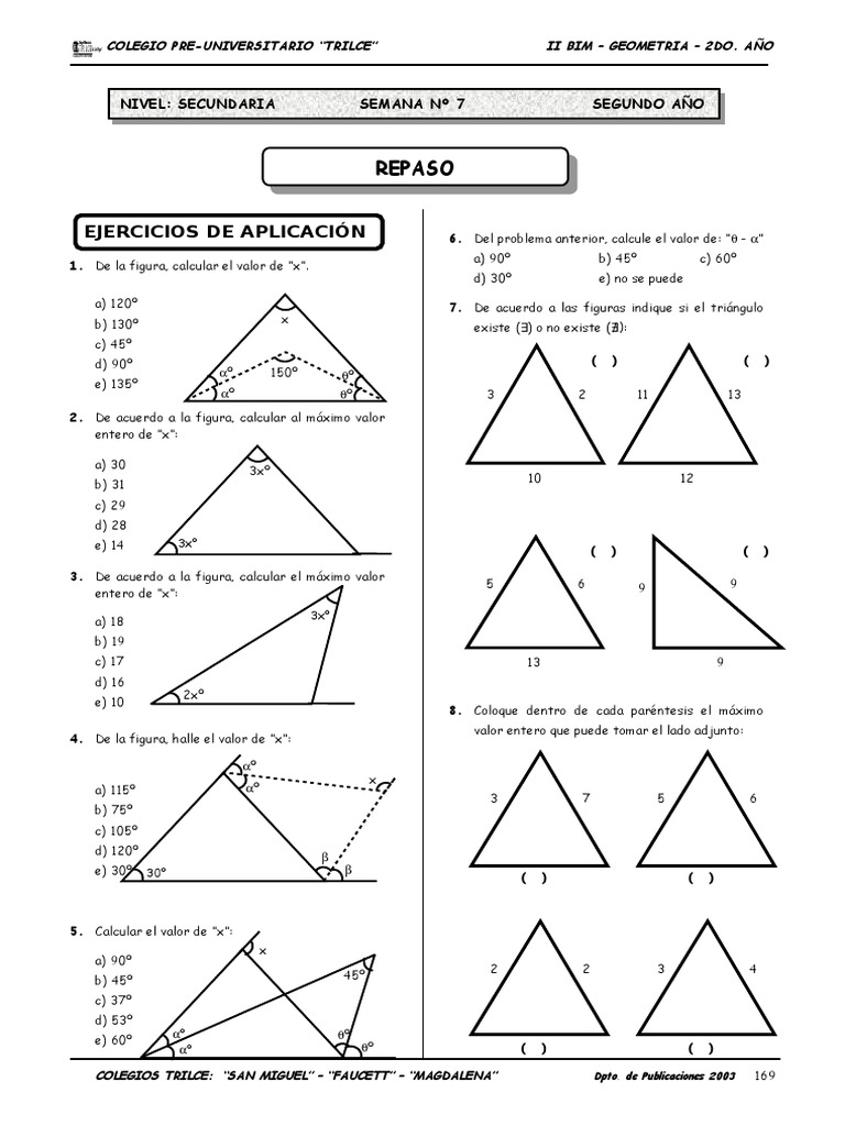 Geometria - 2do Año - Guia Nº7 - Repaso | Geometría | Espacio
