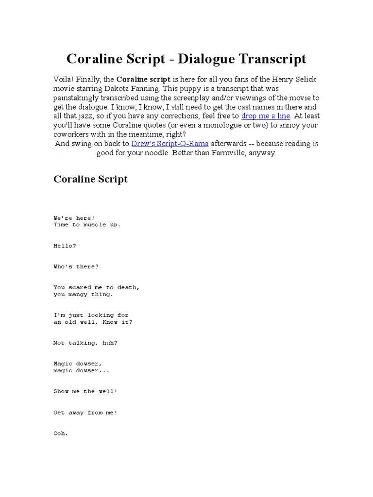 Coraline Script