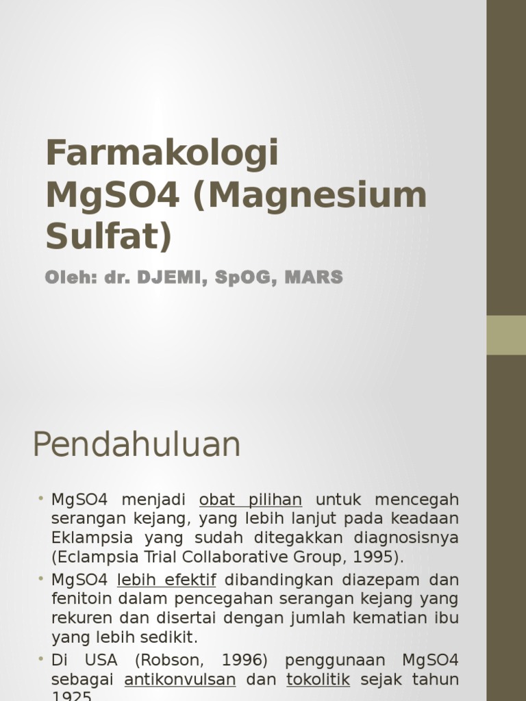 Farmakologi MgSO4 | PDF